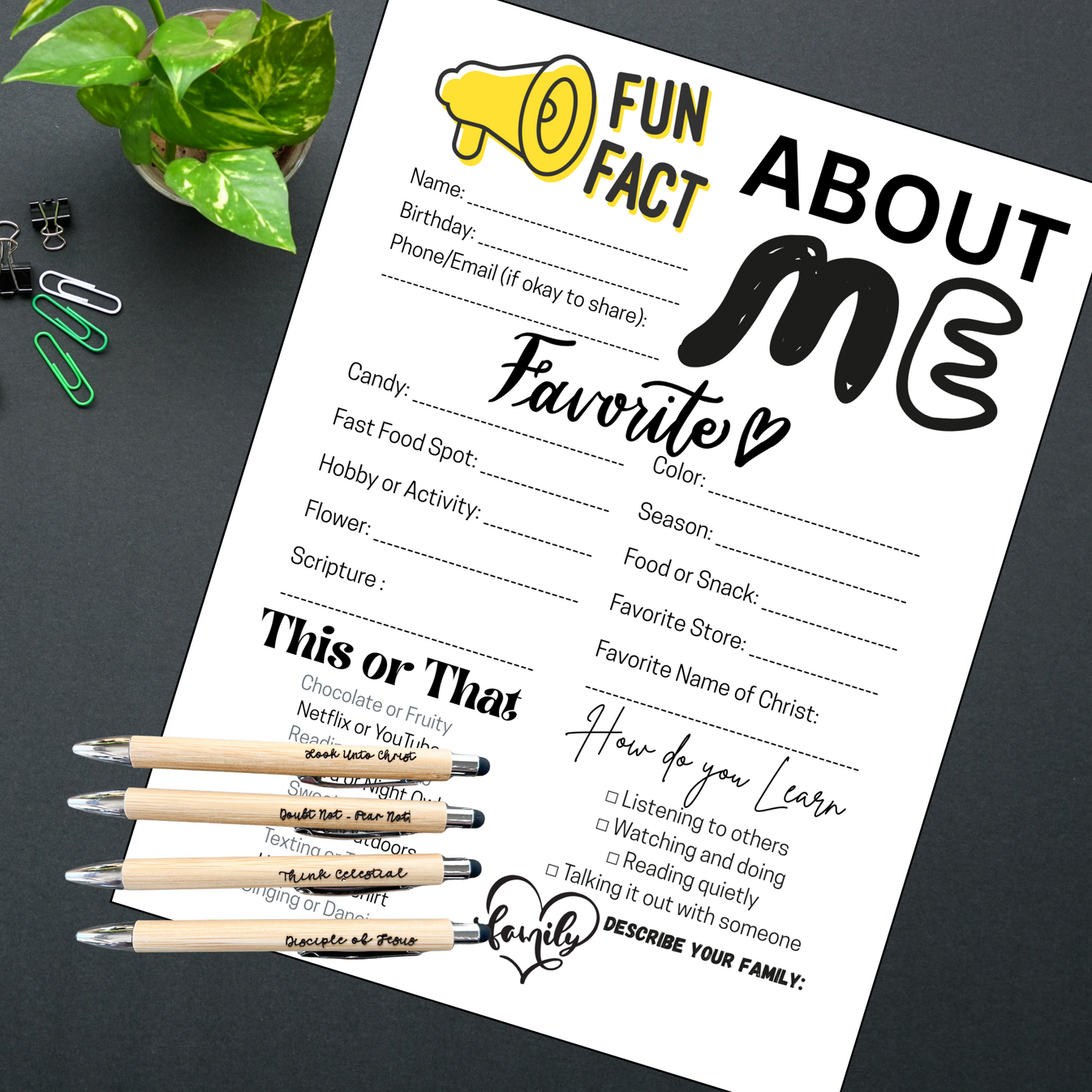LDS Young Women Spotlight Worksheet | Mutual Activity Icebreaker ...