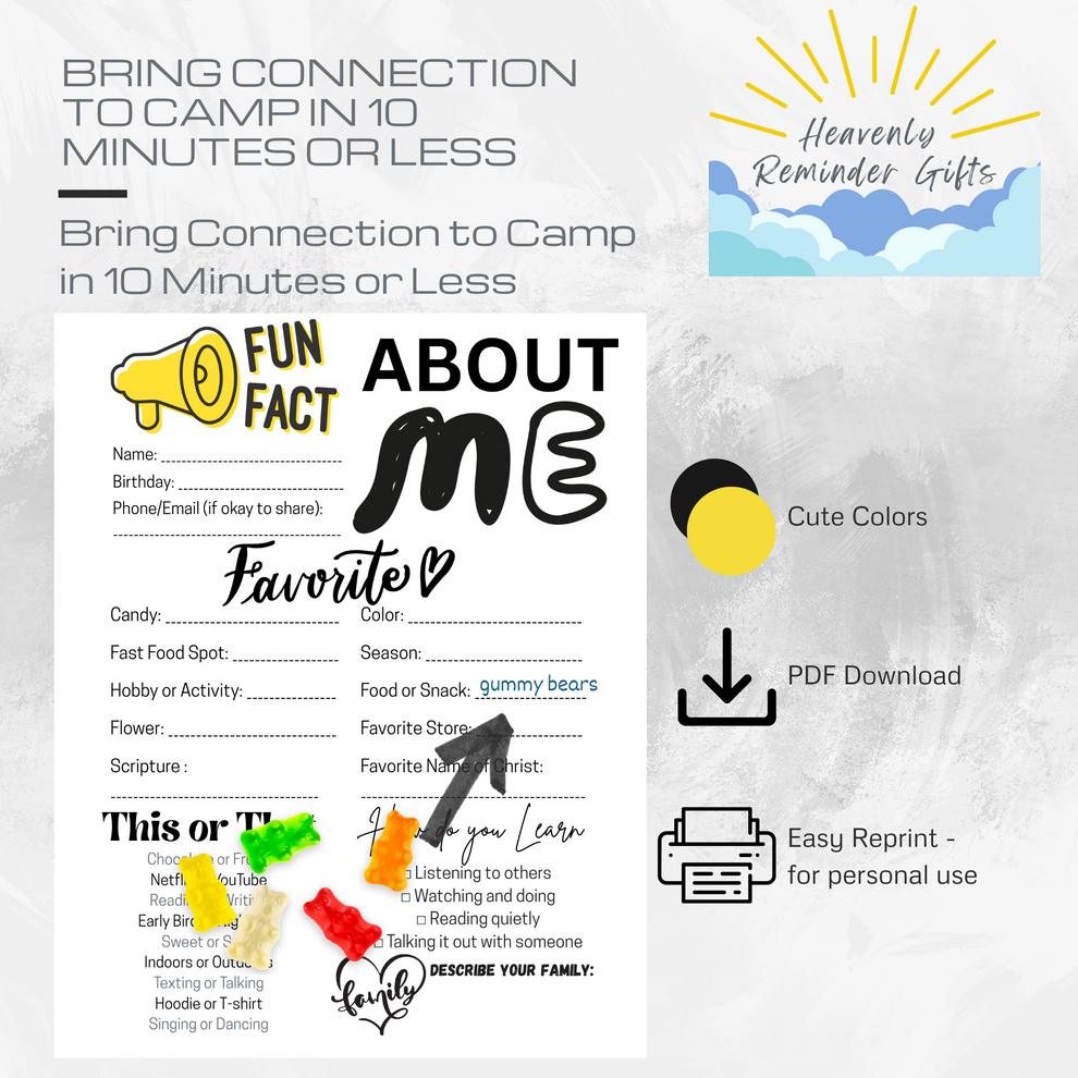 LDS Young Women Spotlight Worksheet | Mutual Activity Icebreaker ...